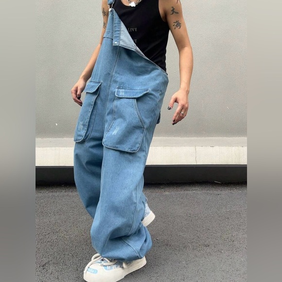 Other | Mens Loose Fit Cargo Denim Overalls | Poshmark